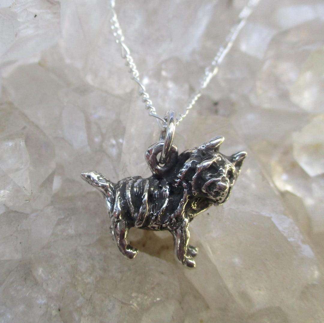 Yorkie Necklace -sterling Silver- Hand Cast W/18 Inch Sterling Chain - Etsy