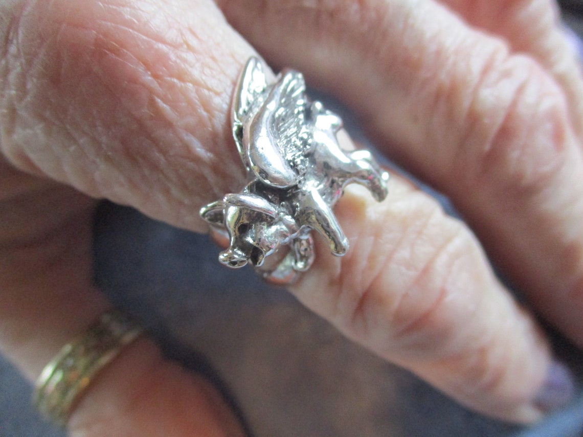 Flying Pig Ring Sterling Silver Hand Cast Size 8 1/4 | Etsy