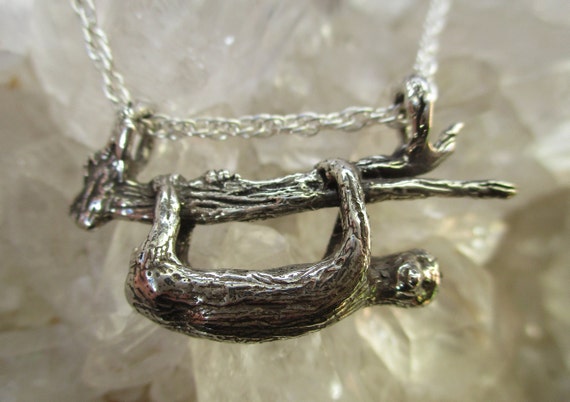 Sloth Hanging From Tree Branch sterling Silver Hand Cast | Etsy