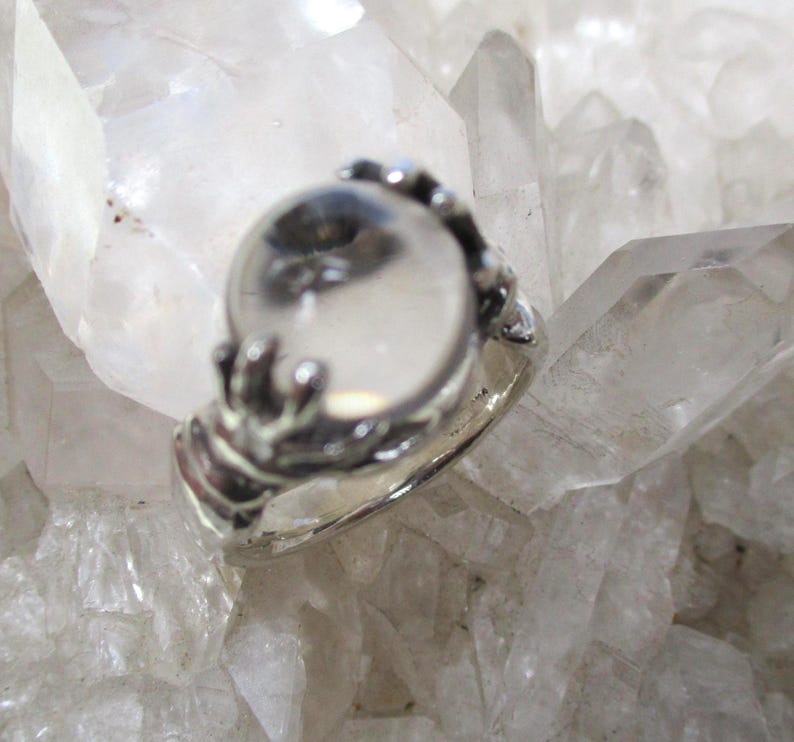 Magical Crystal Ball Ring -sterling Silver- Hand Cast W/ Natural Quartz ...