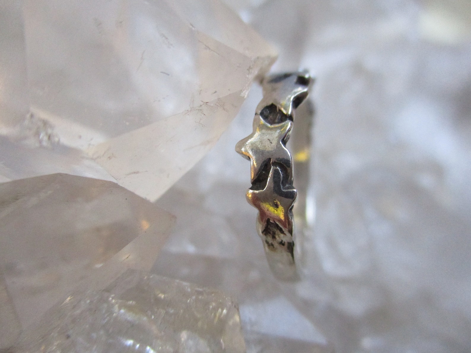 Star Band Ring sterling Silver Hand Cast Size 6 - Etsy