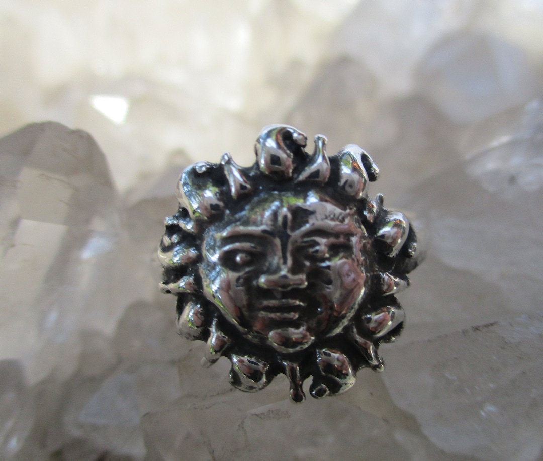 Sun Face Ring ~sterling Silver~ Hand Cast Size 6 3/4+ - Etsy