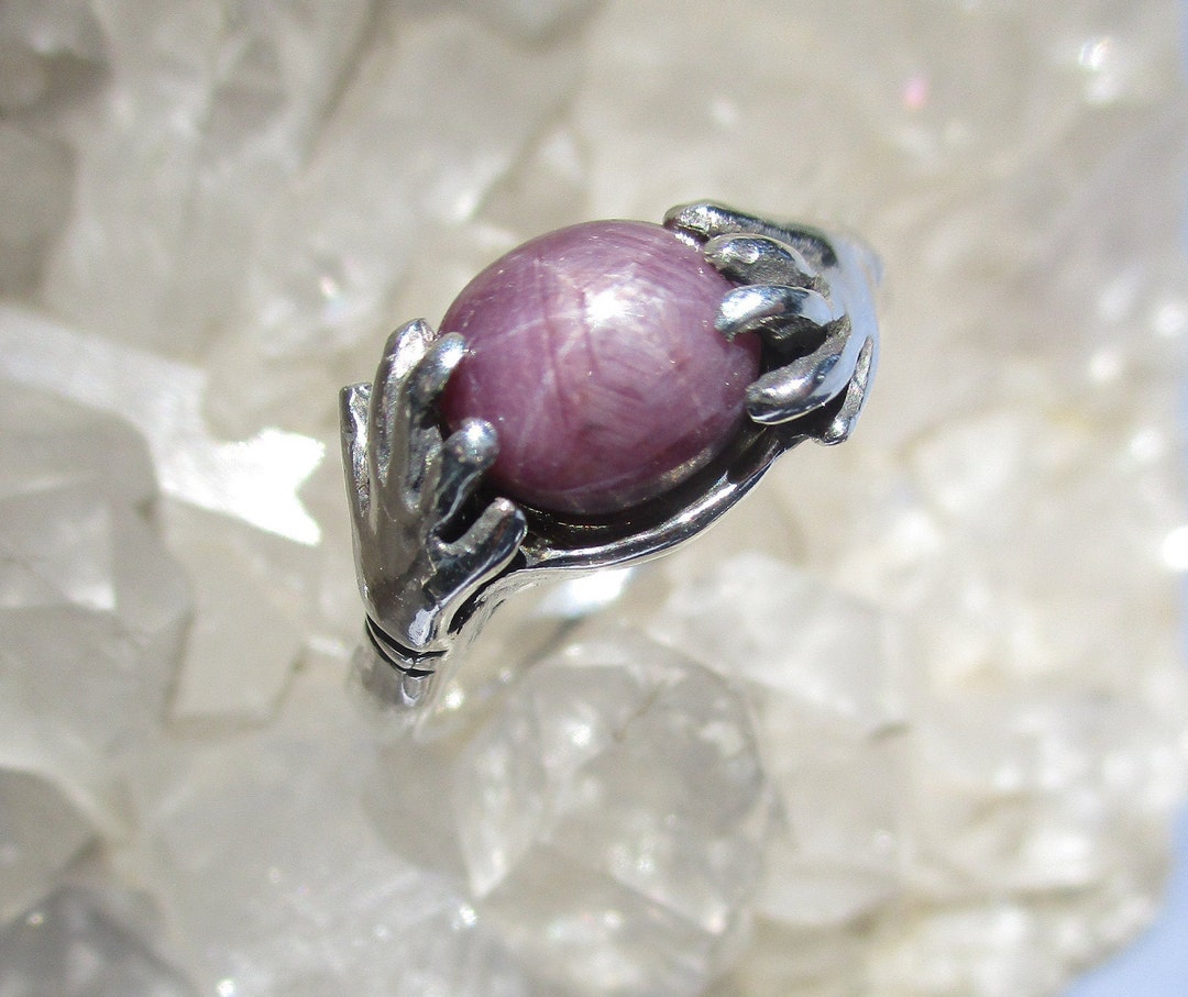 Star Ruby Hands Ring ~sterling Silver~ Hand Cast Original Size 7 - Etsy