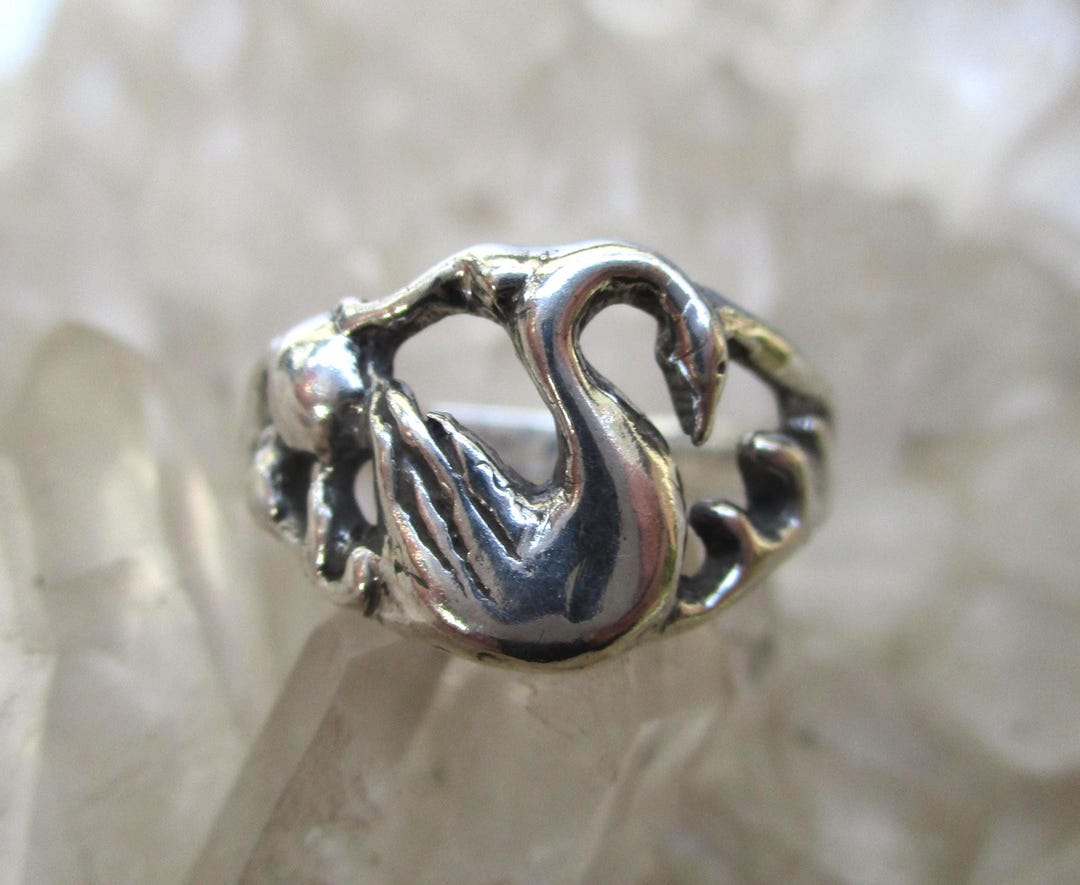 Swan Ring ~sterling Silver~ Hand Cast Original Size 9 - Etsy