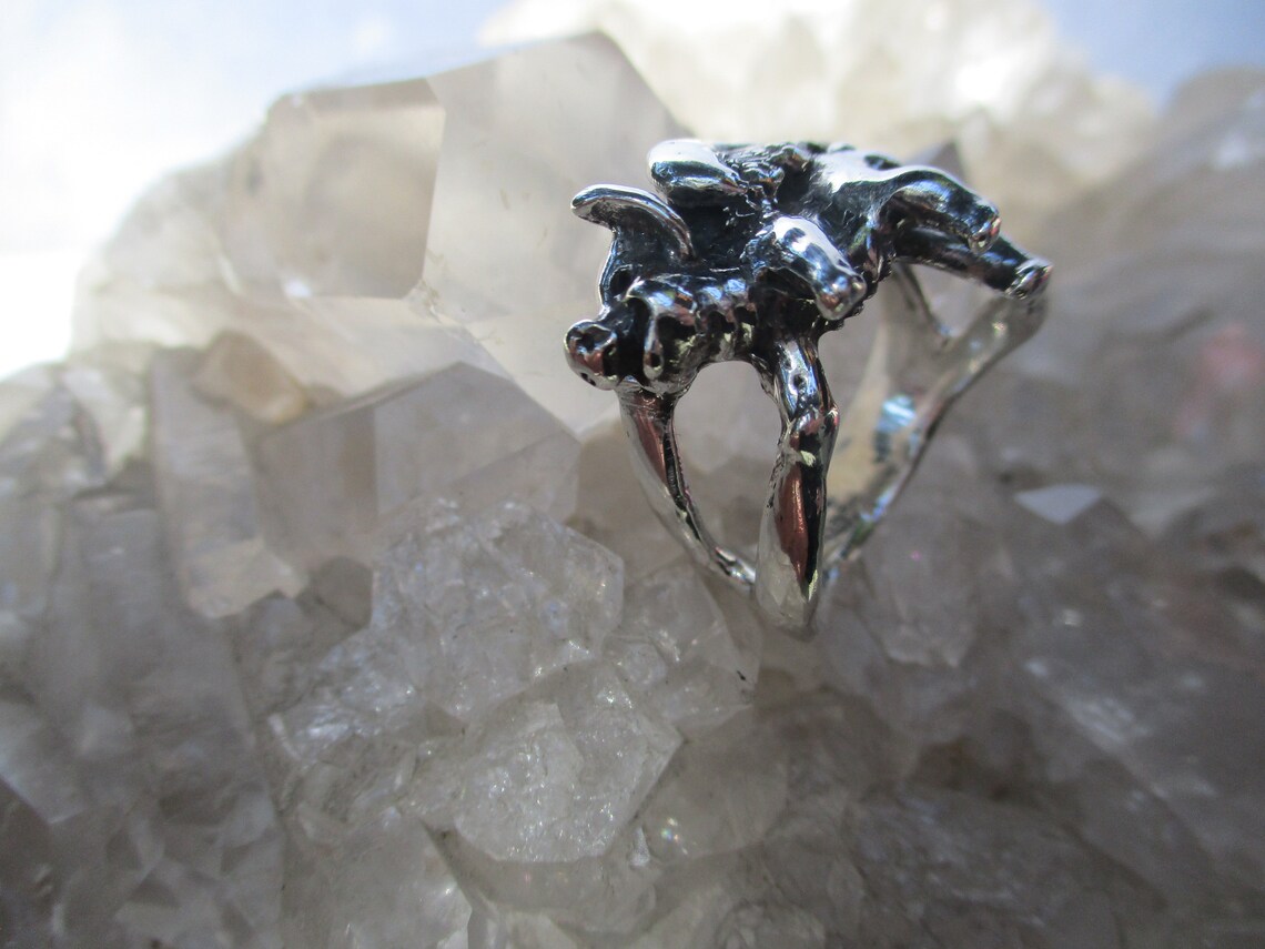 Flying Pig Ring Sterling Silver Hand Cast Size 8 1/4 | Etsy
