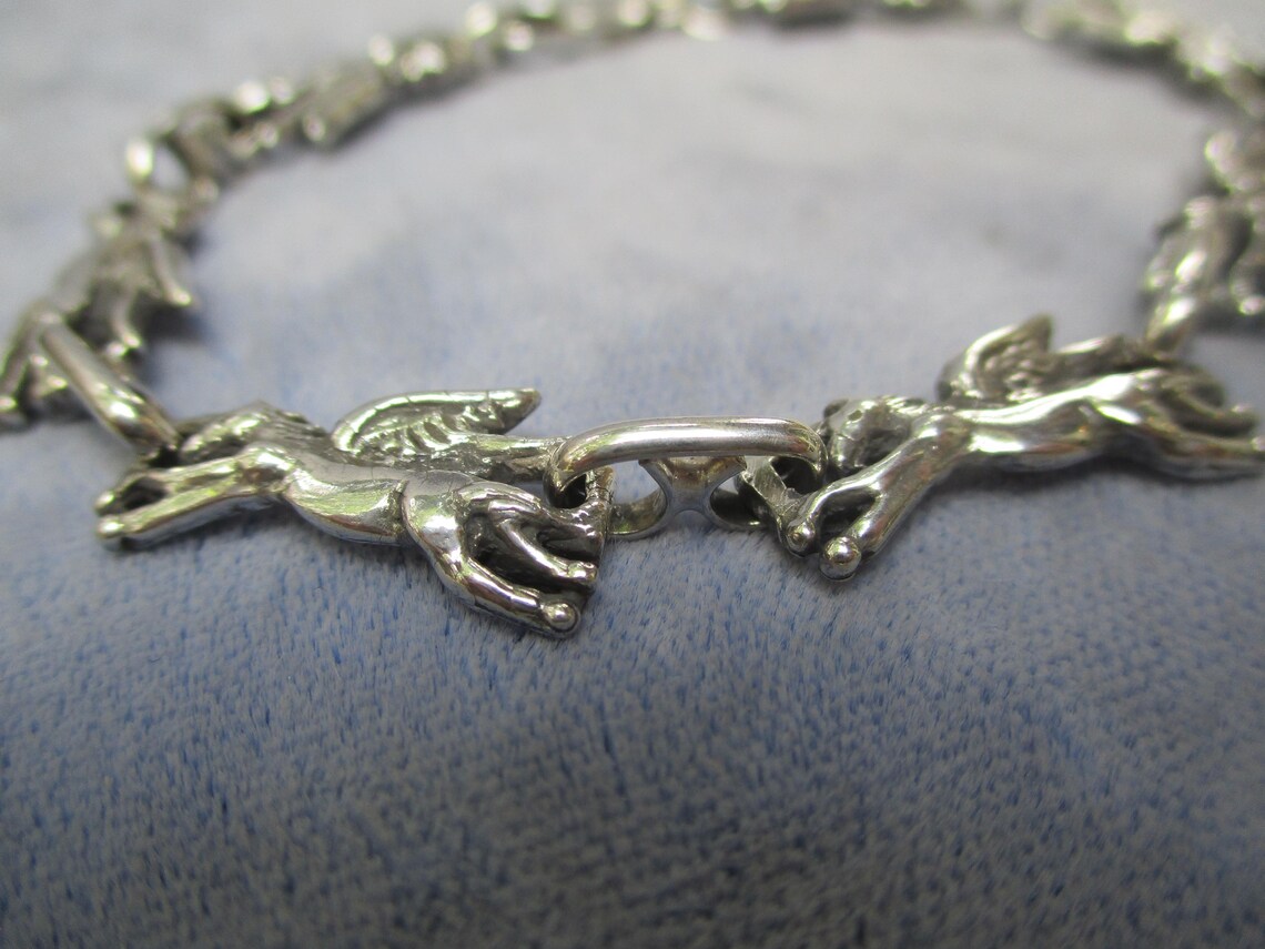Pegasus Link Bracelet -hand Cast Original Links- Sterling Silver 7 1/2 ...