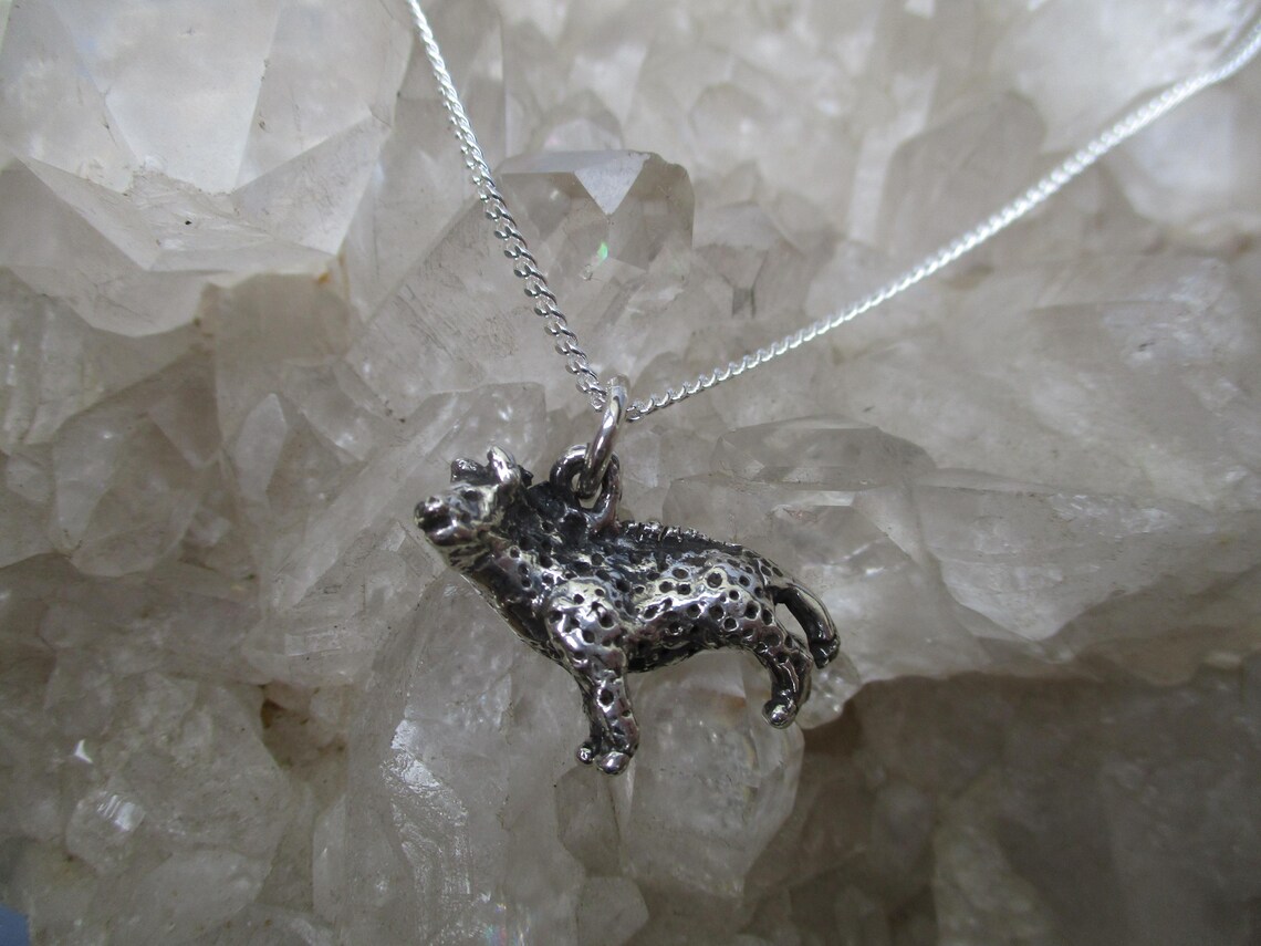 Hyena Necklace -hand Cast Sterling Silver- 3/d Details W/18 Inch ...