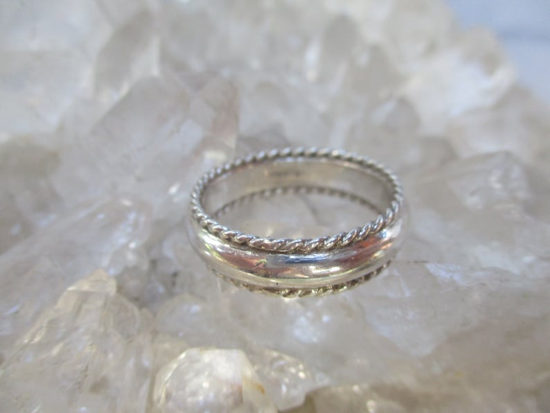 Sterling Silver Rope Edged Band Handmade 6.3 mm Wide | Etsy