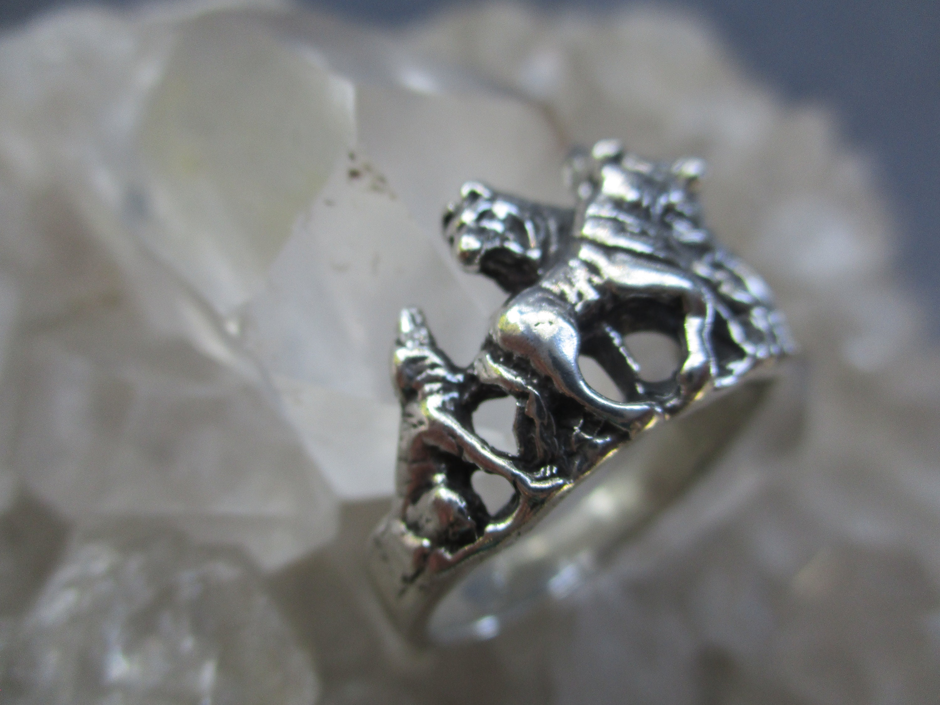 Wolf Pack Ring sterling Silver Hand Cast Great Details Size | Etsy