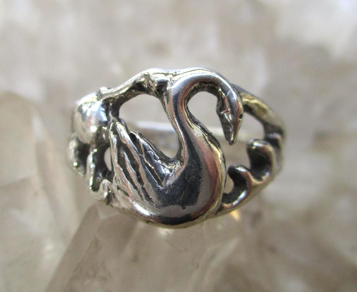 Swan Ring ~sterling Silver~ Hand Cast Original Size 6 - Etsy