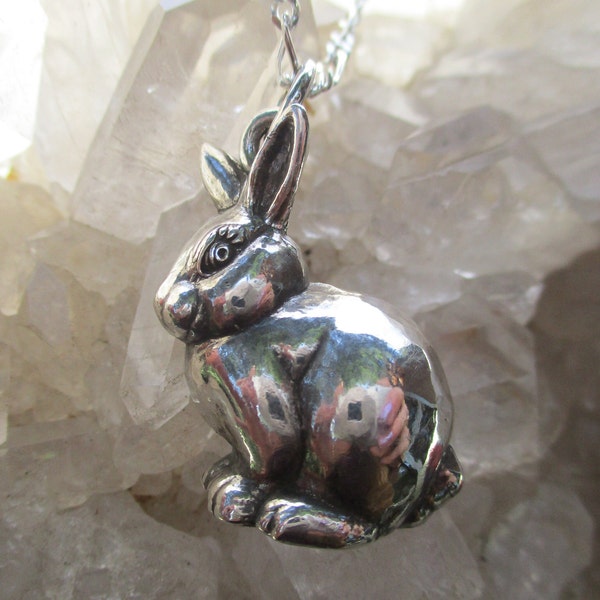 Large Silver Rabbit Necklace - Etsy