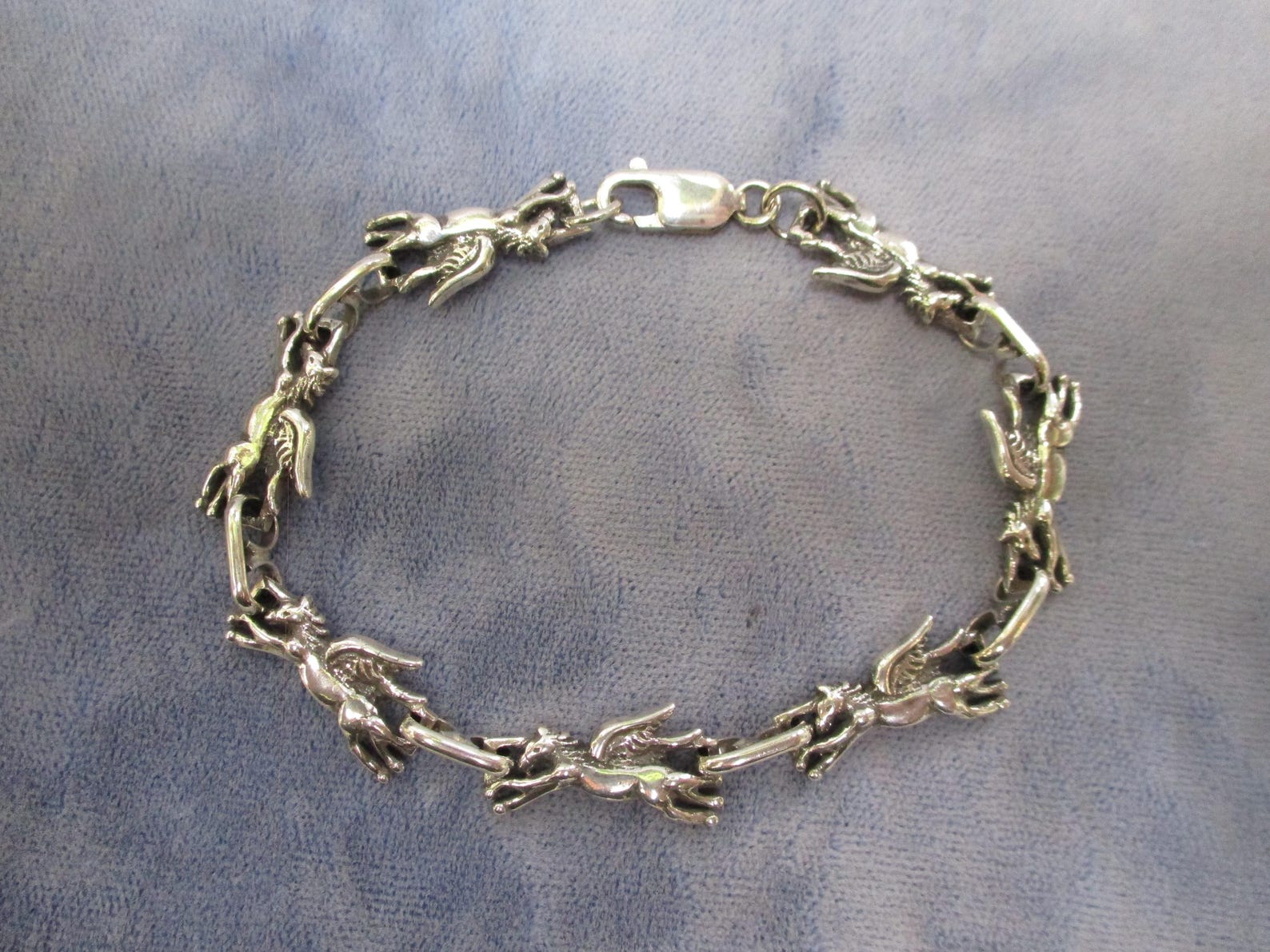 Pegasus Link Bracelet -hand Cast Original Links- Sterling Silver 7 1/2 ...