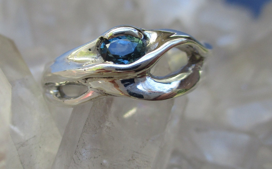 Sapphire Ring freeform Cast Original Sterling Silver W/ - Etsy