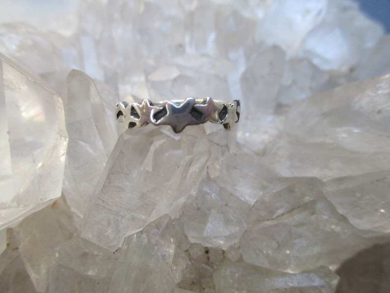 Star Band Ring Sterling Silver Hand Cast Size 6 | Etsy