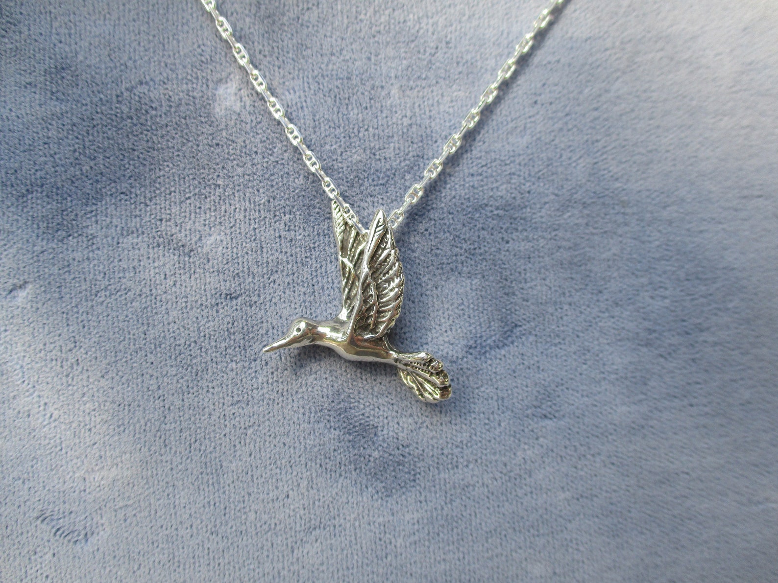 Hummingbird Necklace -sterling Silver- Hand Cast W/ 18 Inch Sterling ...