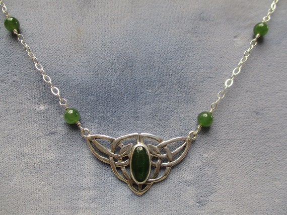 Jade Celtic Knot Necklace sterling Silver Hand Cast Original - Etsy