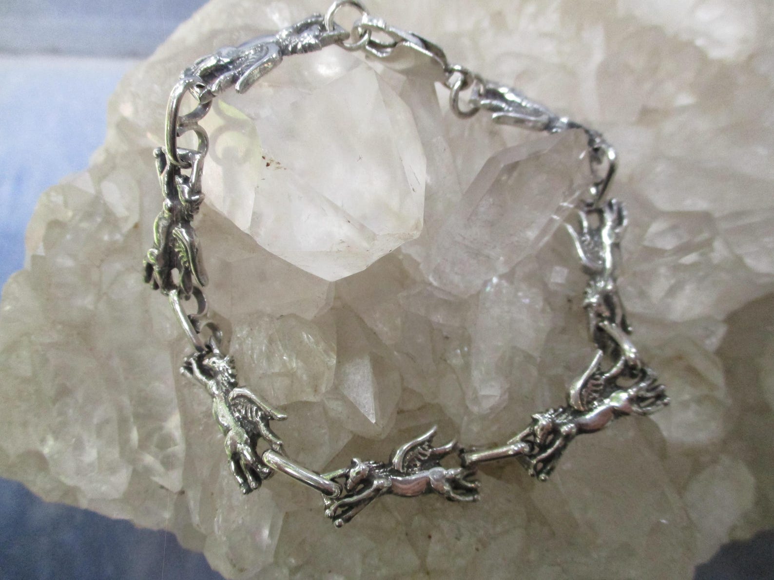 Pegasus Link Bracelet -hand Cast Original Links- Sterling Silver 7 1/2 ...