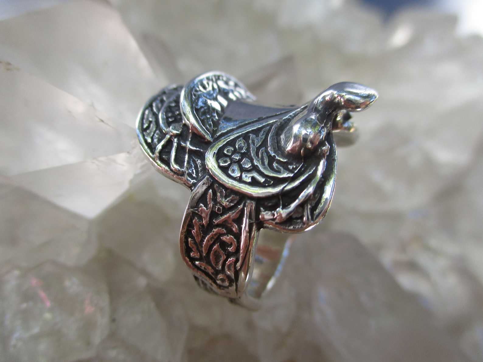 Unique Horse Saddle Ring sterling Silver Hand Cast Size 8 | Etsy