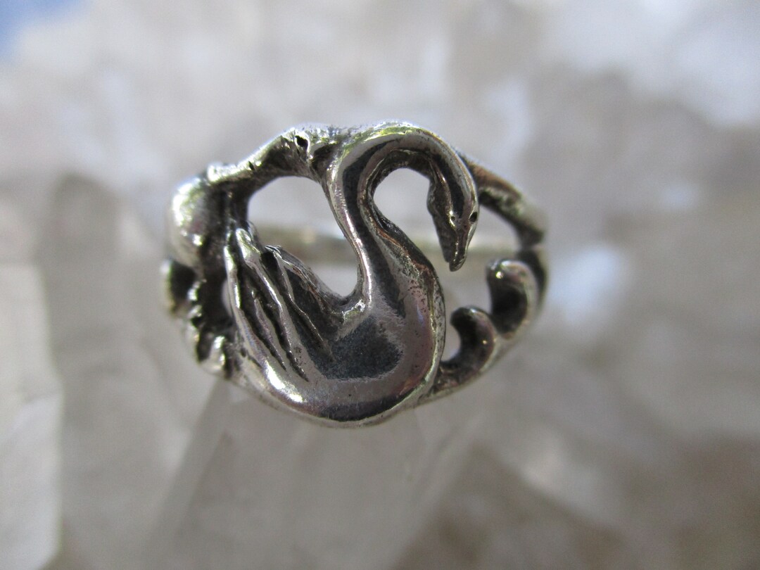 Swan Ring ~sterling Silver~ Hand Cast Original Size 6 1/2 - Etsy