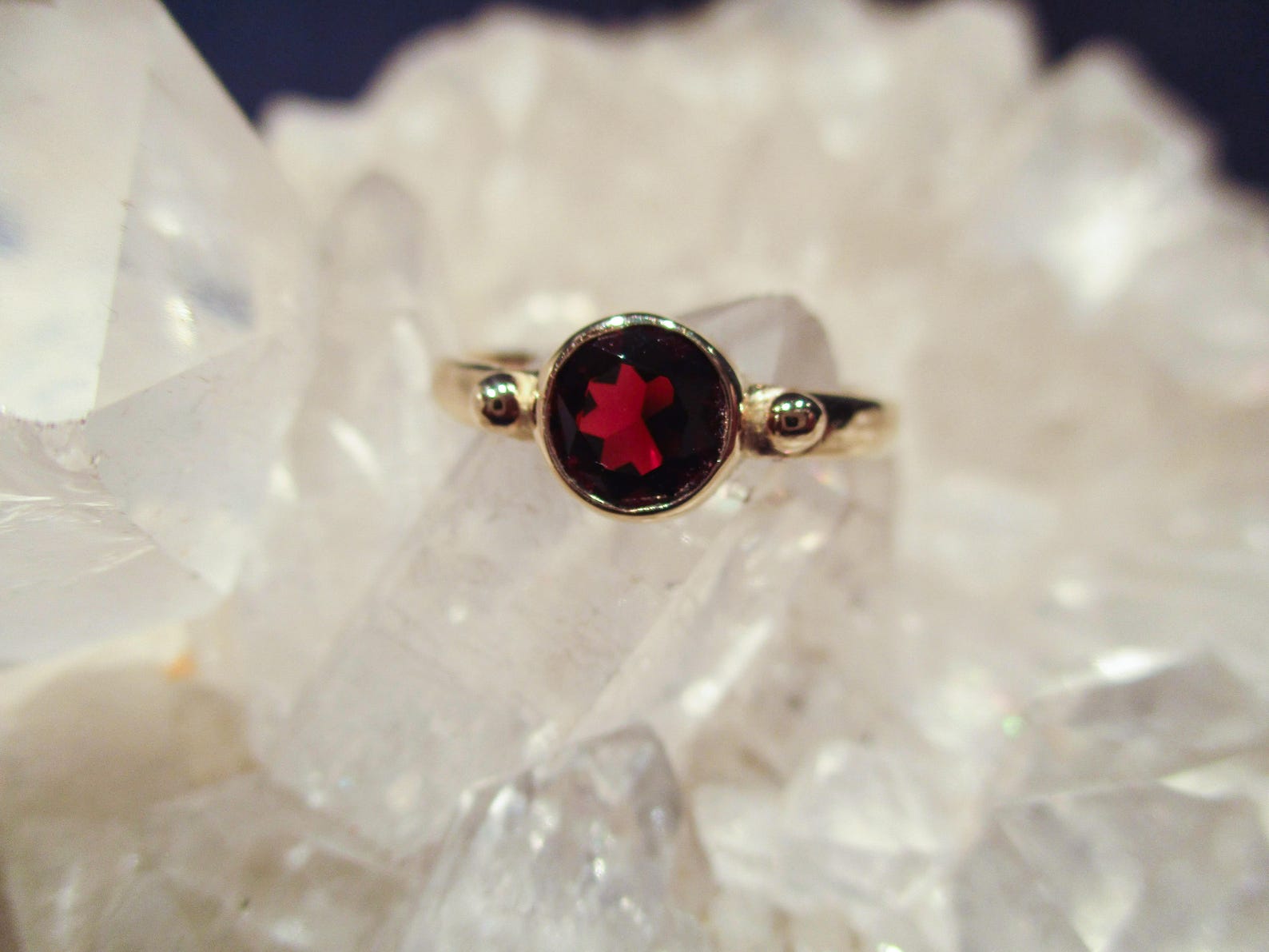 Garnet Ring 14K Gold Handmade Dark Red Garnet Gold Ring - Etsy