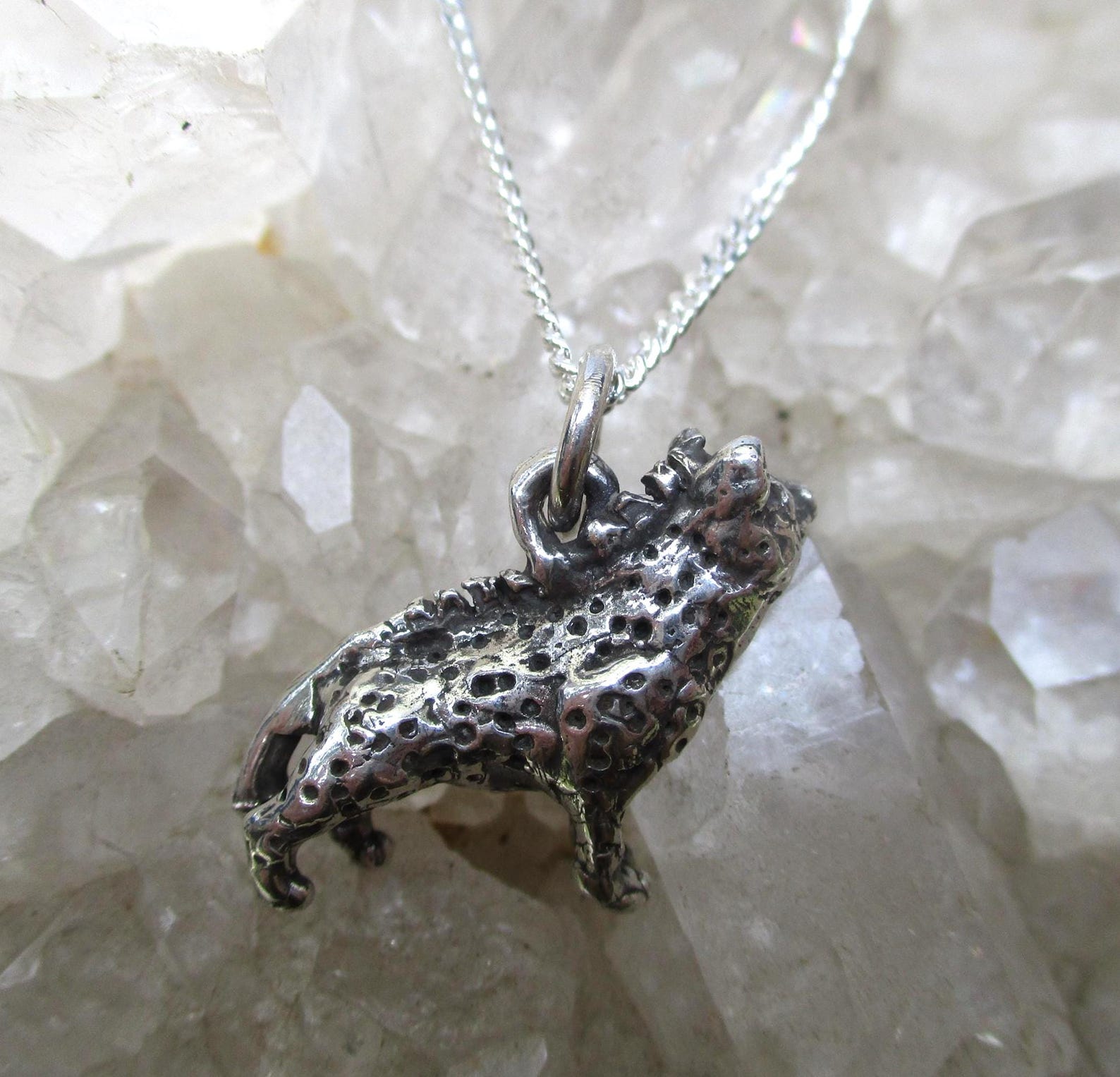 Hyena Necklace -hand Cast Sterling Silver- 3/d Details W/18 Inch ...