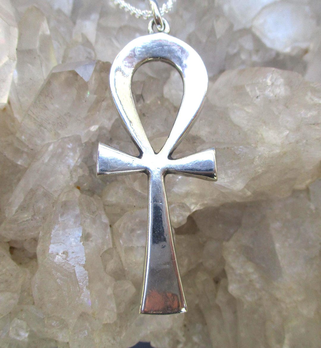 Large Ankh Sign Pendant -sterling Silver- 20" Sterling Silver Chain 15. ...
