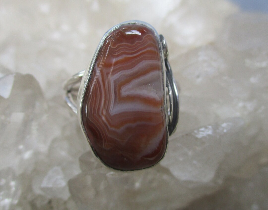 Lake Superior Agate Ring -handmade Sterling Silver- W/ Beautiful Hand ...