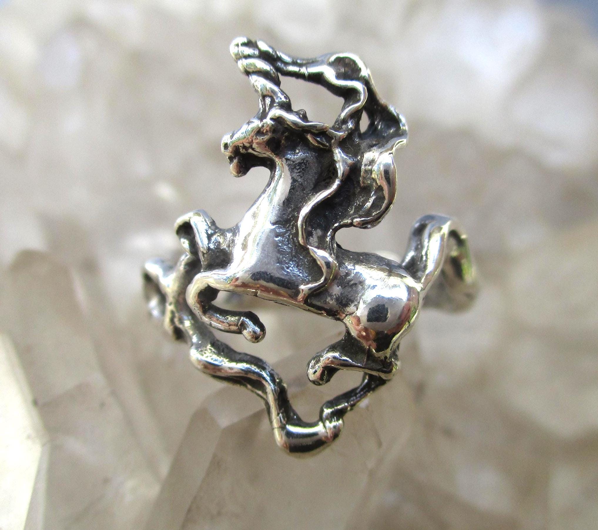 Open Unicorn Ring ~hand Cast~ Sterling Silver Size 7 - Etsy