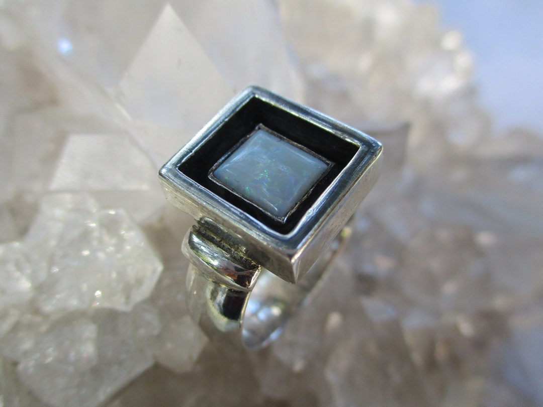 Shadowbox Men's Opal Ring ~sterling Silver~ One-of-a-kind - Etsy