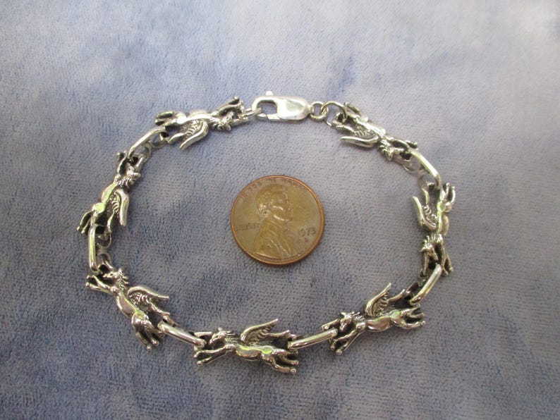 Pegasus Link Bracelet -hand Cast Original Links- Sterling Silver 7 1/2 ...