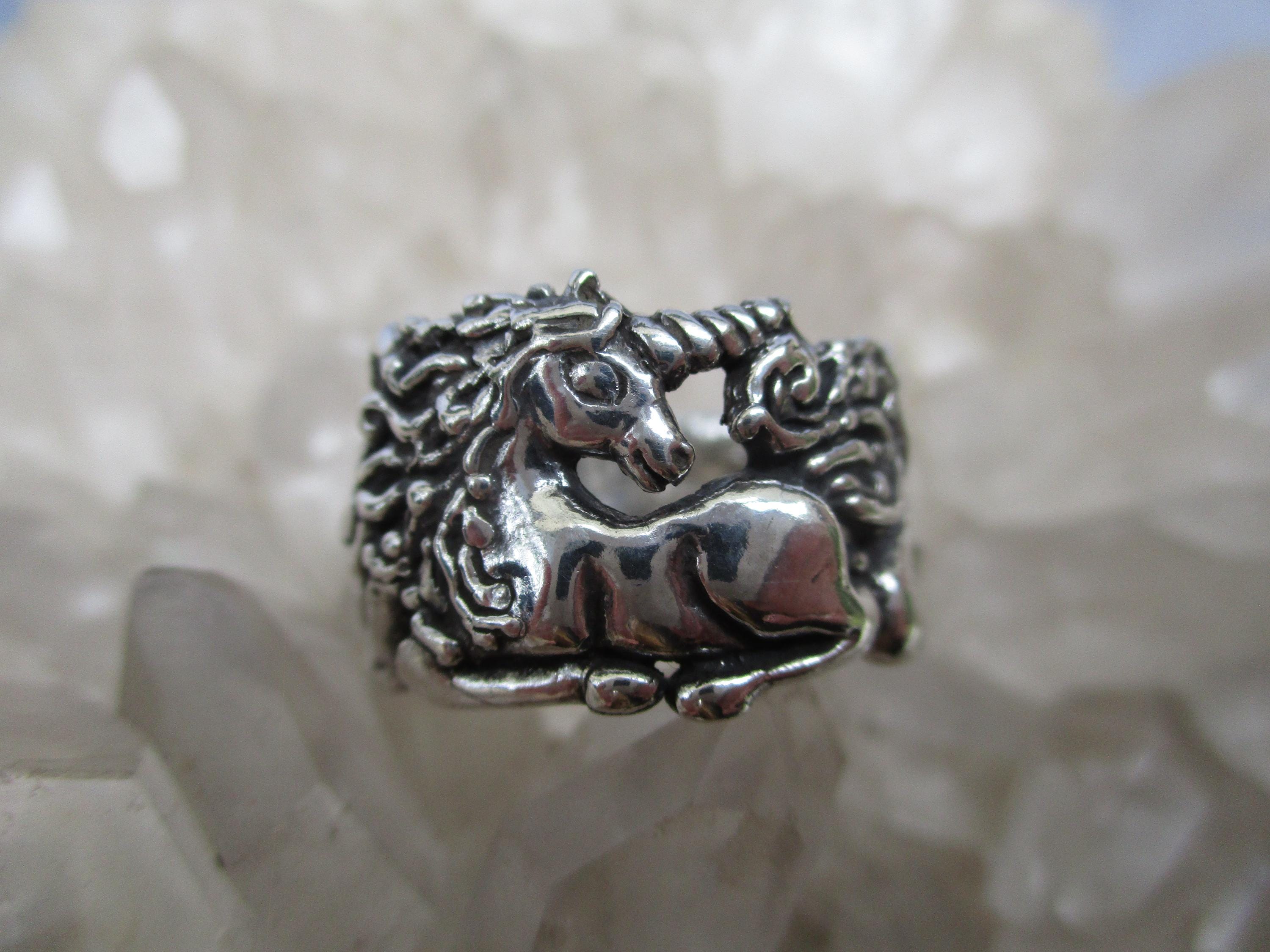 Curly Unicorn Ring ~ Hand-cast Sterling Silver Ring ~ Wide, Heavy ...