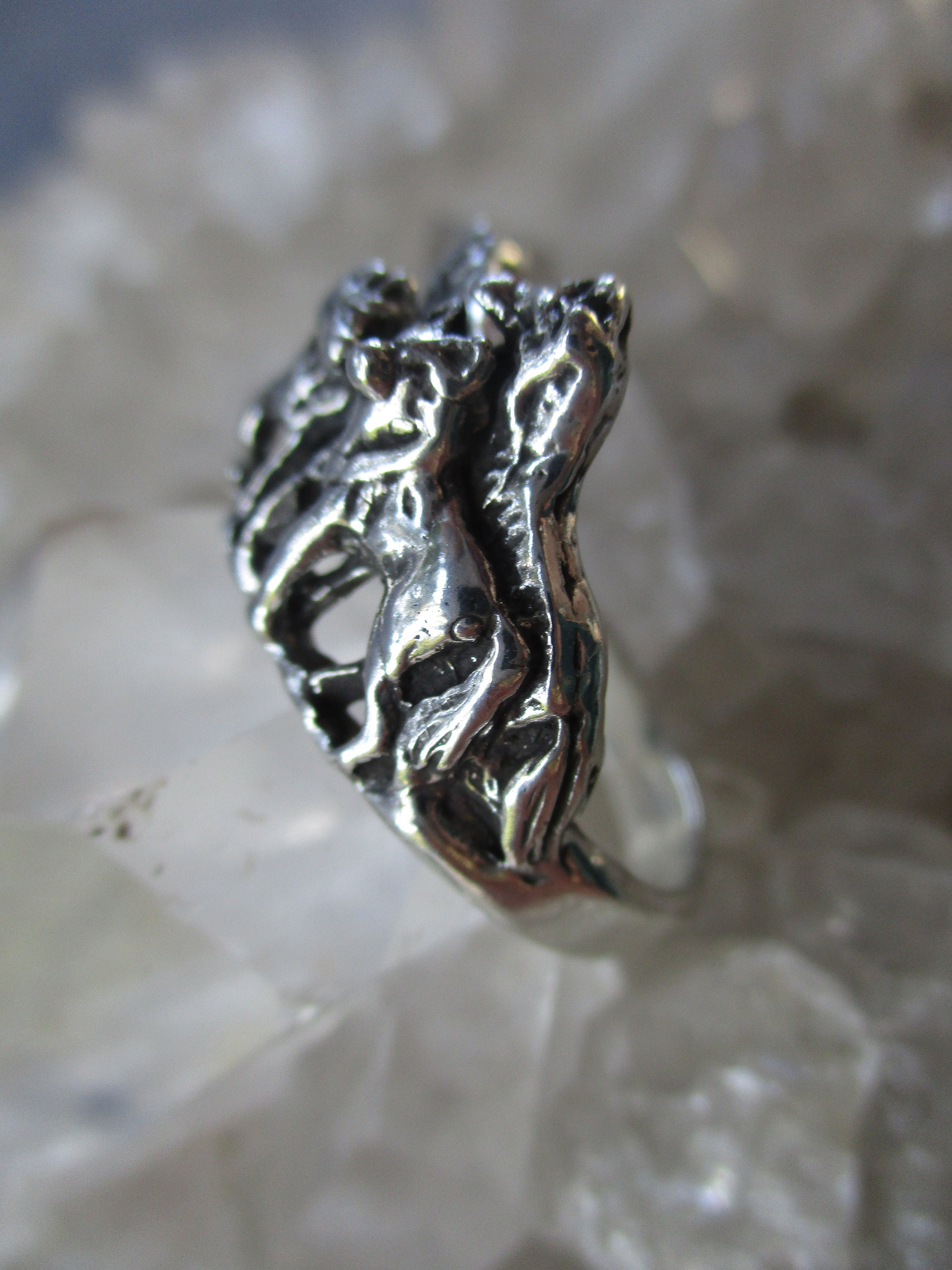 Wolf Pack Ring sterling Silver Hand Cast Great Details Size | Etsy