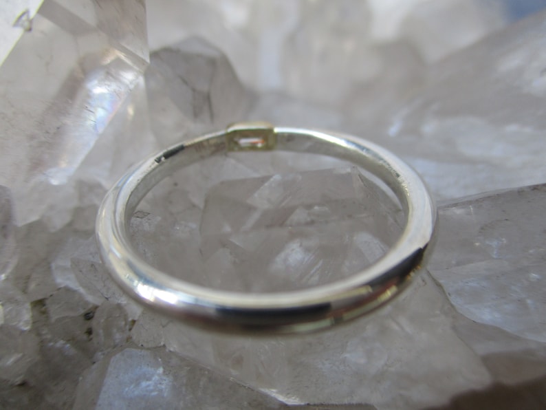 Diamond Ring ~sterling Silver & 14K Gold~ Handmade Narrow Ring W ...