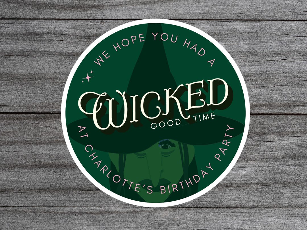 Wicked Birthday Favor Sticker Digital Download, Custom Wicked Stickers ...