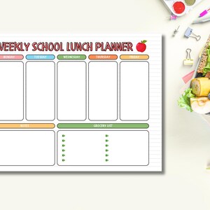 Weekly School Lunch Planner Printable, Kid-friendly Meal Organizer With ...