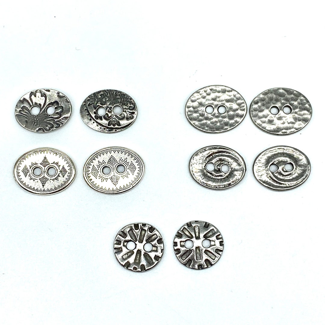 Tierra Cast Buttons. Pewter. Pack of 1 Button. Pictures Show Both Side ...