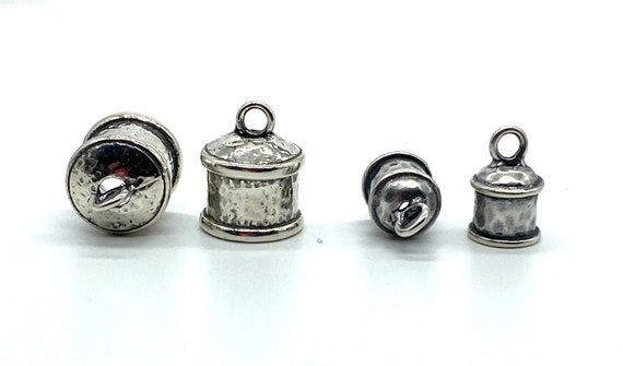 Sterling Kumihimo End Caps Cord Ends, Crimp Style With Loop 9x2.7mm,