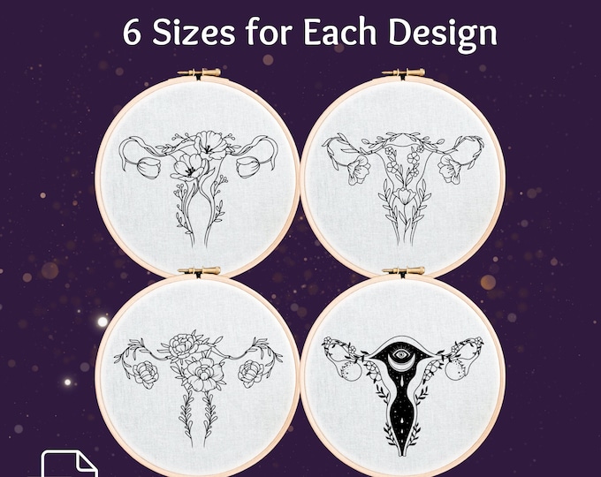 Floral Uterus Feminist Hand Embroidery Patterns 4 Designs - Etsy
