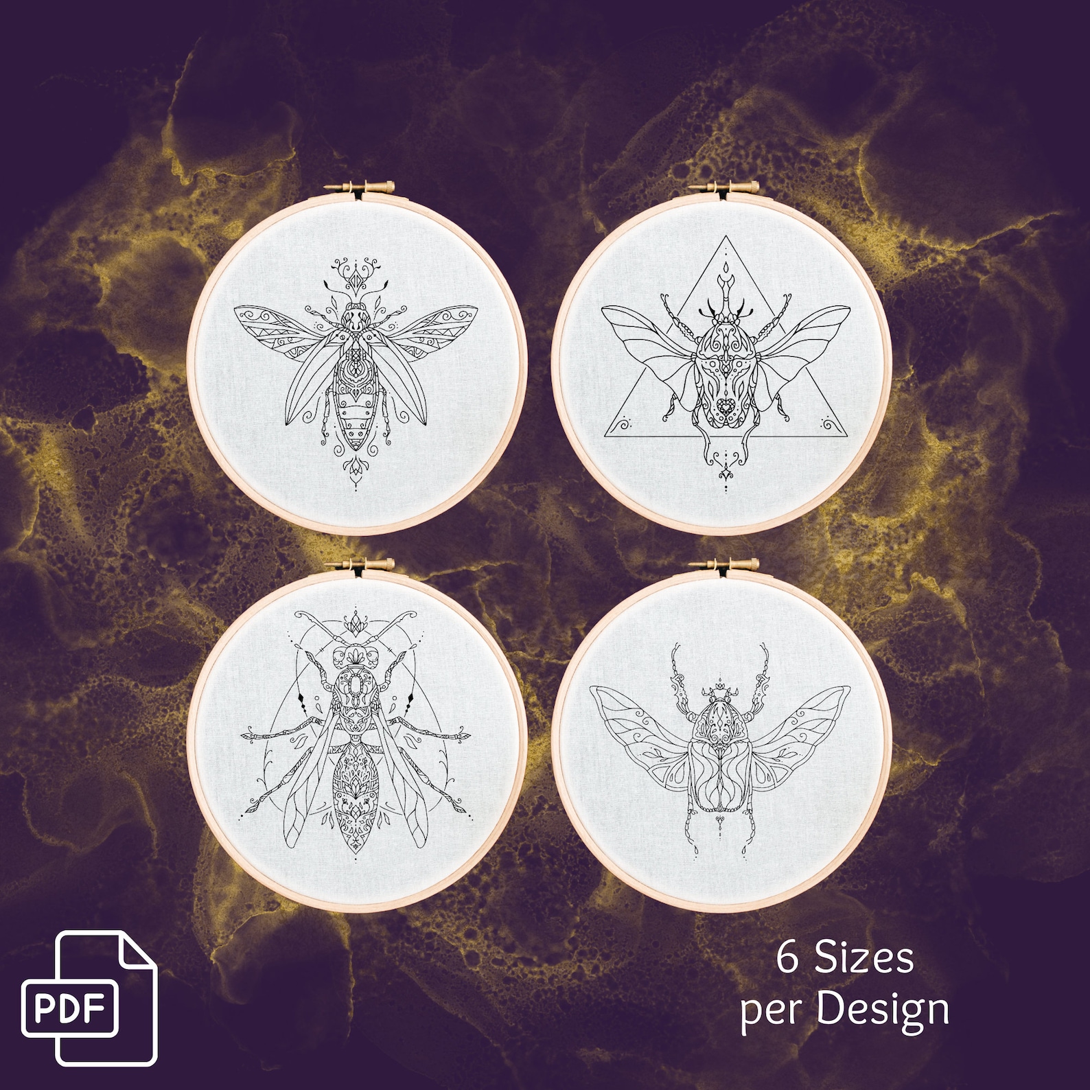 Insect Hand Embroidery Patterns 10 Designs in 6 Sizes DIY - Etsy