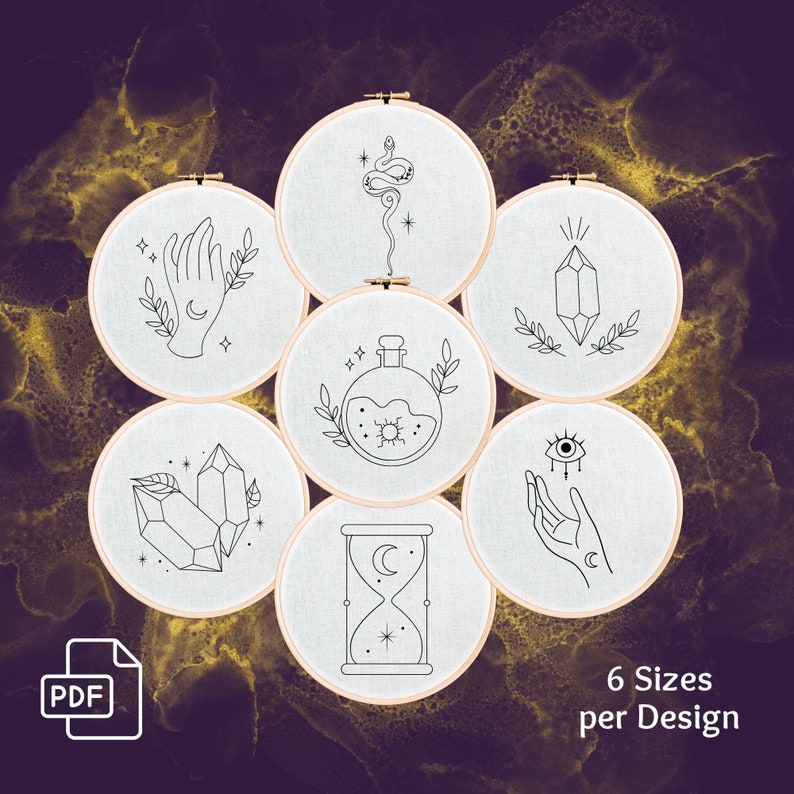 Witchy Hand Embroidery Patterns - 14 Different Designs - Beginner to ...