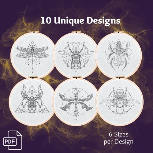 Insect Hand Embroidery Patterns 10 Designs in 6 Sizes DIY - Etsy