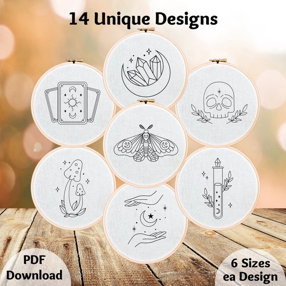 Witchy Hand Embroidery Patterns 14 Different Designs - Etsy