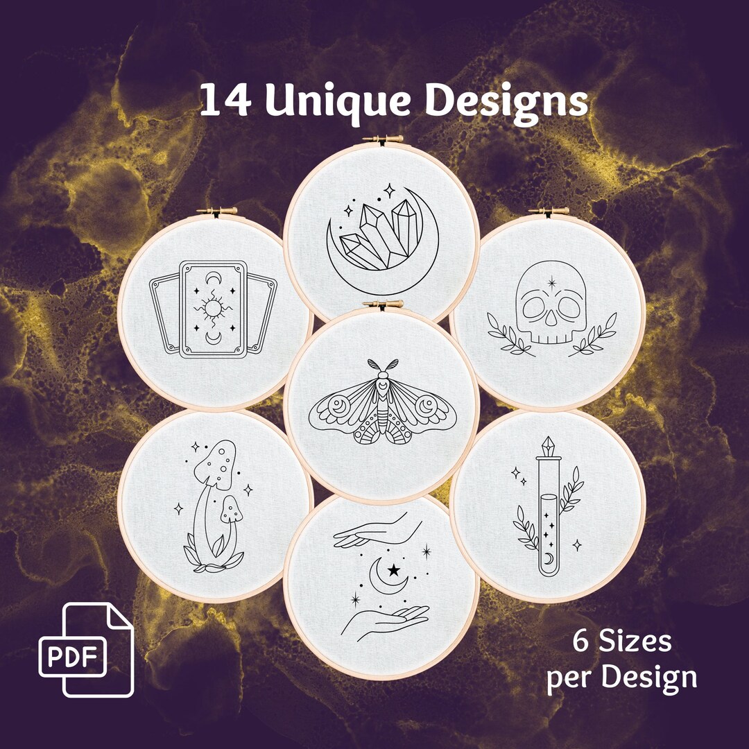 Witchy Hand Embroidery Patterns 14 Different Designs Beginner to ...