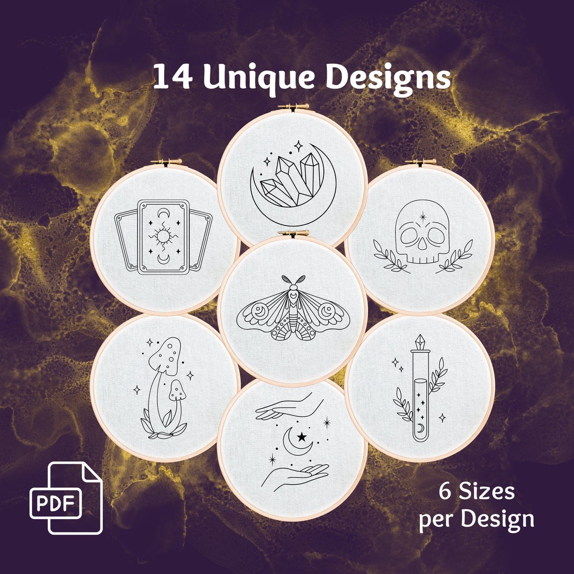 Witchy Hand Embroidery Patterns 14 Different Designs Beginner to ...