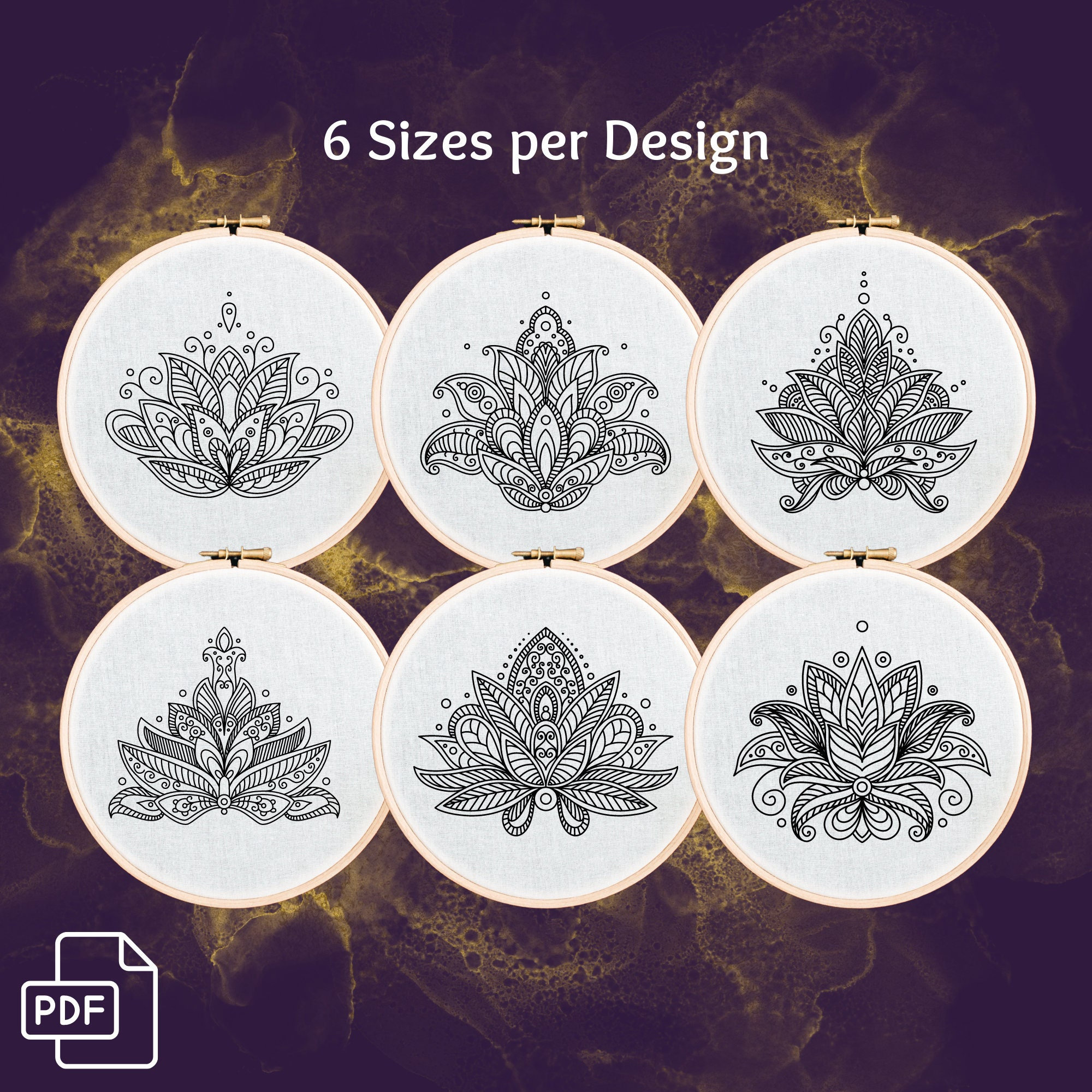 Mandala Hand Embroidery Patterns DIY Embroidery 6 Designs 6 Sizes ...