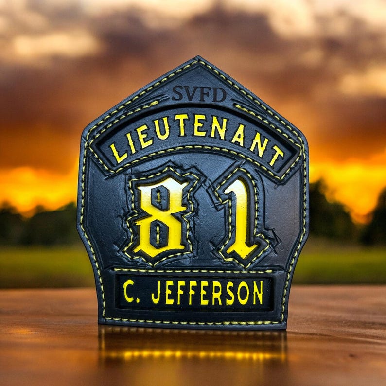 Custom Leather Fire Helmet Shield - Handcrafted Firefighter Helmet ...