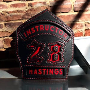 Custom Leather Fire Helmet Shield - Handcrafted Firefighter Helmet ...