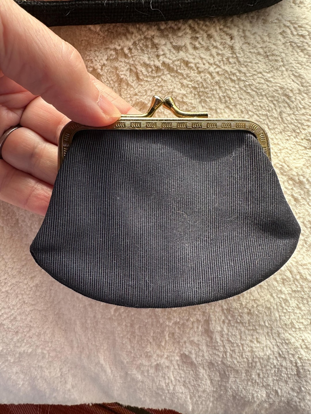 Vintage Black Faille Fabric Change Purse. Small Black Fabric Change ...