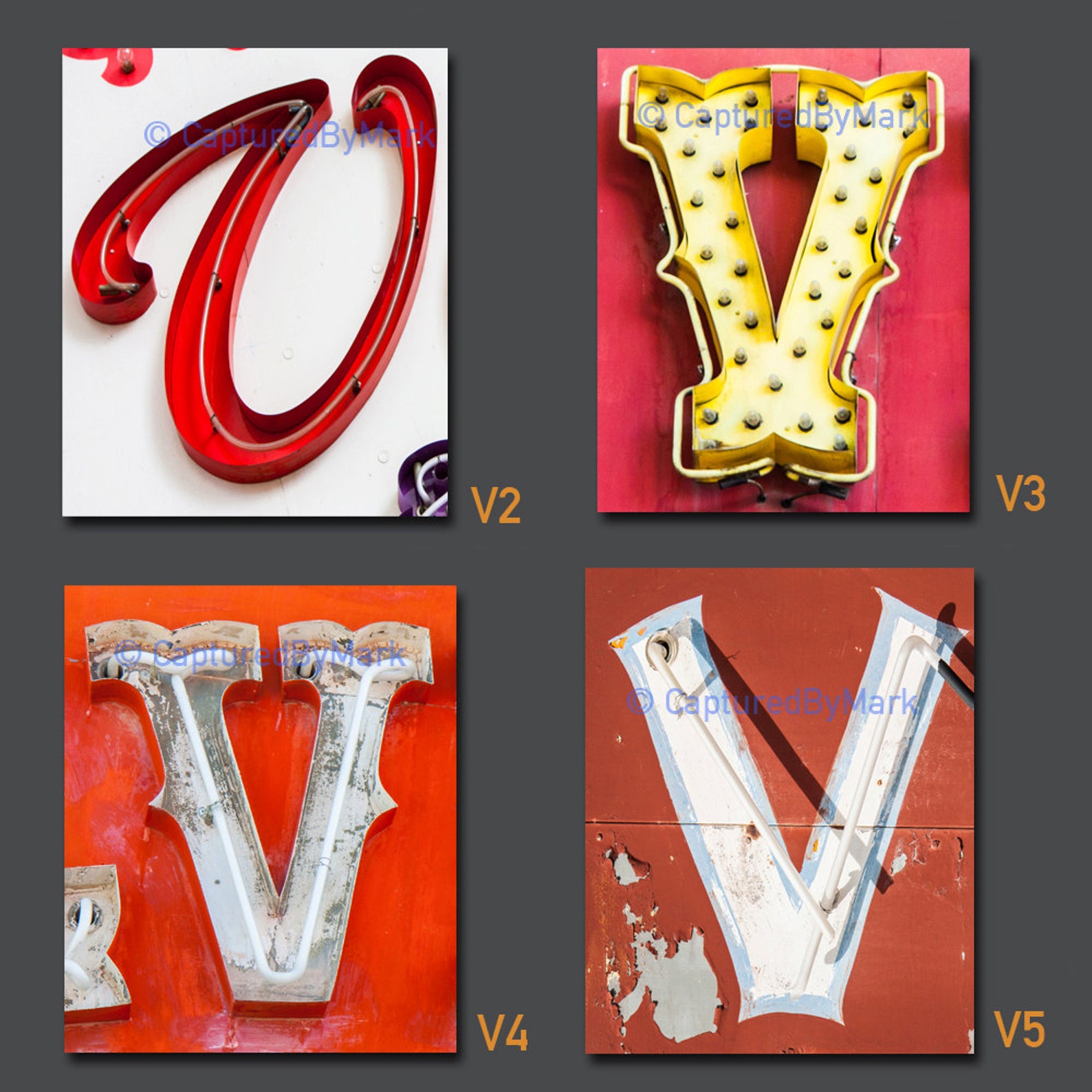 Letter Art, Letter V Alphabet Art, Vintage Vegas Neon Sign Letters - Etsy