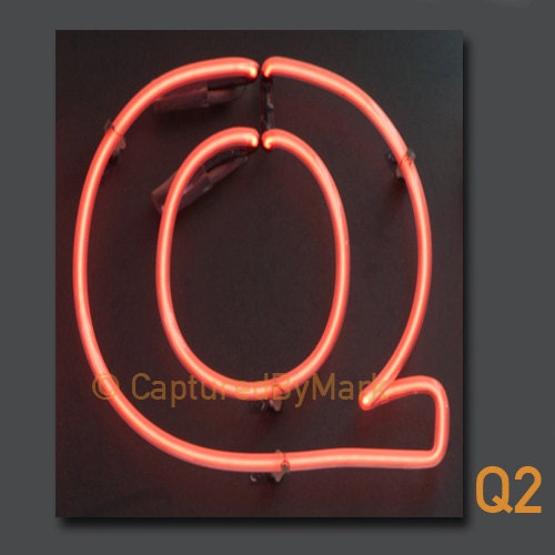 Letter Art, Letter Q Alphabet Art, Vintage Vegas Neon Sign Letters - Etsy